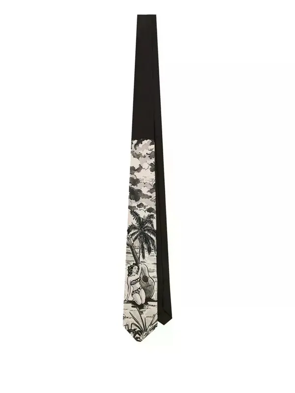 Dolce & Gabbana Illustration-print Neck Tie - Black