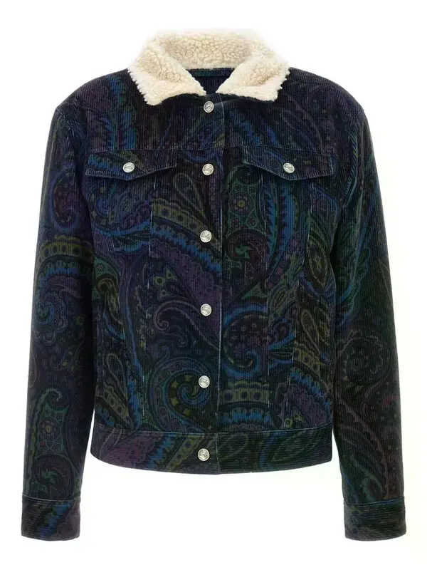 Etro Paisley-print Corduroy Jacket - Blue