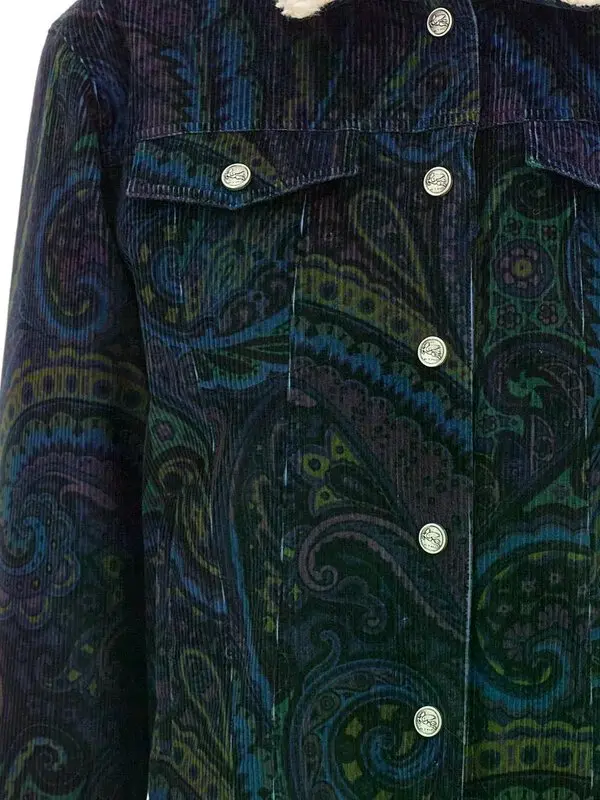 Etro Paisley-print Corduroy Jacket - Blue