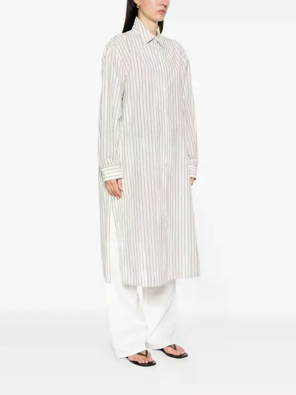 THE ROW Chihiro Striped Shirt Dress - Neutrals
