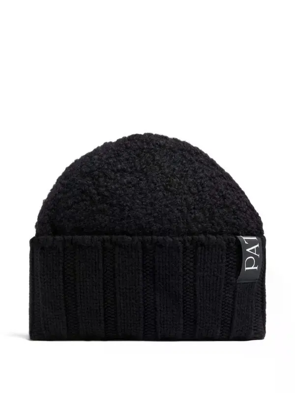 Patou Bouclé Ribbed Beanie - Black