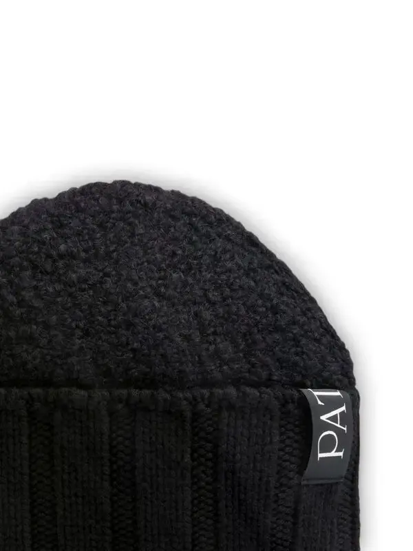 PATOU Bouclé Ribbed Beanie - Black
