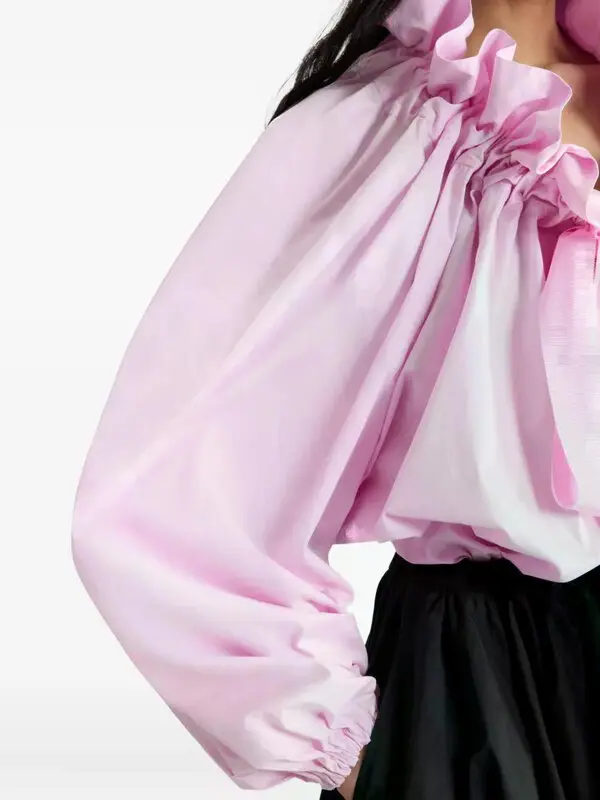 PATOU Ruffled-neck Balloon-sleeve Blouse - Pink