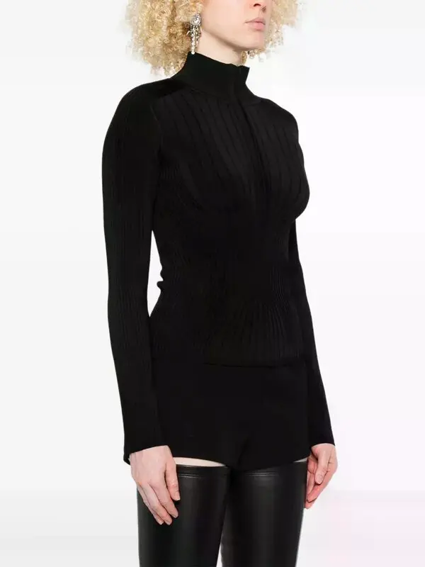 MUGLER Ribbed Mock-neck Sweater