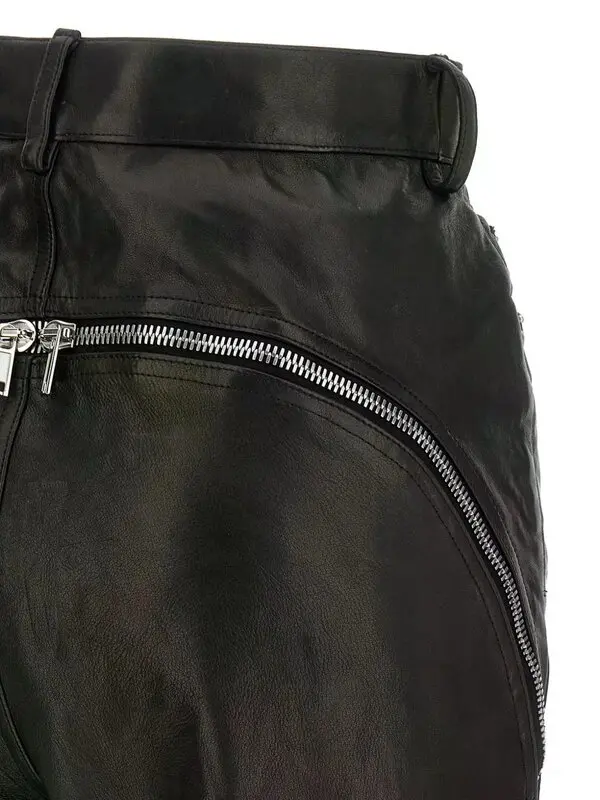 Rick Owens Bolan Banana High-waisted Leather Trousers - Black