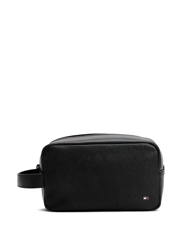 Tommy Hilfiger Leather Zip-top Wash Bag - Black