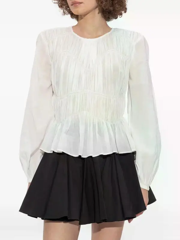 ALLSAINTS Ruffled Smocked Top - White
