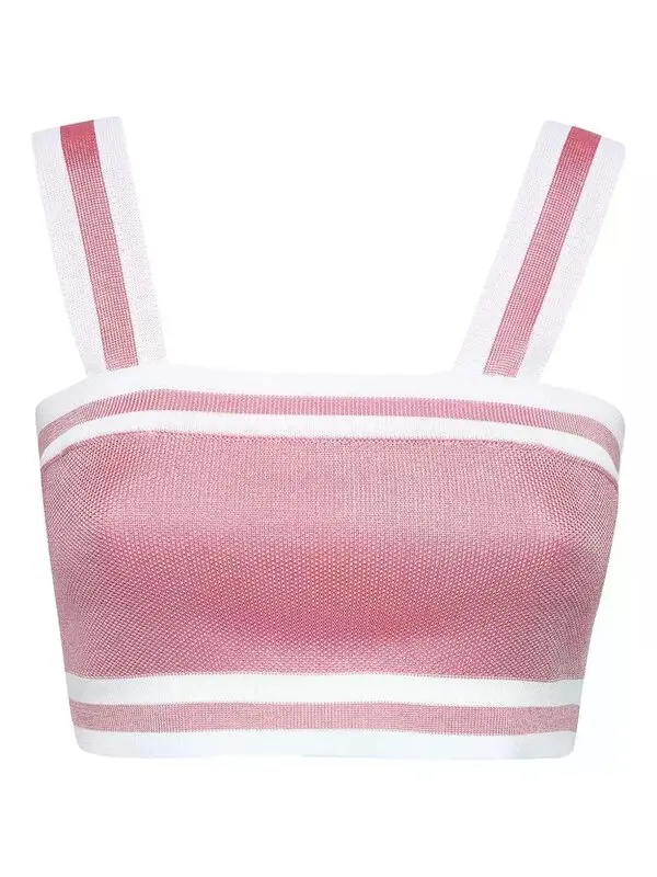 Balmain Striped Zipped Tank Top - Pink