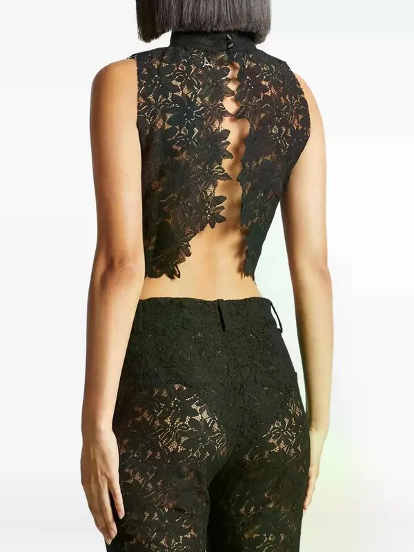 Manière De Voir Lace Open-back High Neck Top
