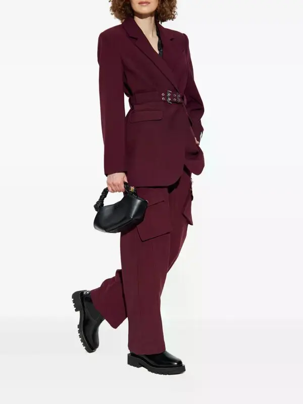 GANNI Belted-waist Blazer - Red