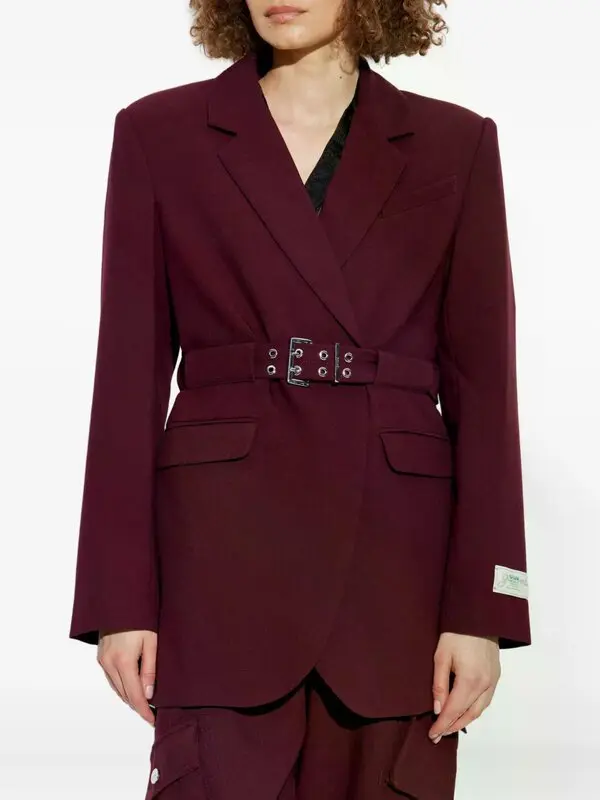 GANNI Belted-waist Blazer - Red