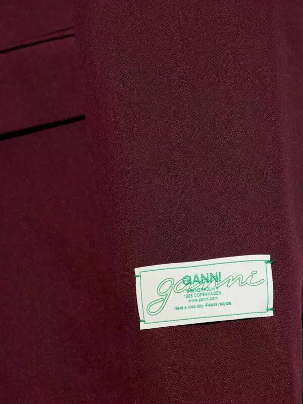 GANNI Belted-waist Blazer - Red