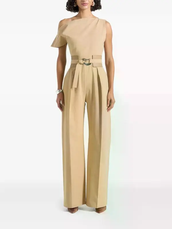 Manière De Voir Valerie Off-shoulder Tailored Jumpsuit - Neutrals