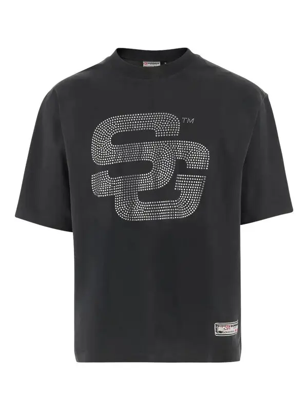SUMMER GAMES Rhinestone-embellishment Logo T-shirt - Black