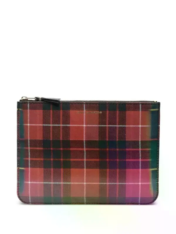 Comme Des Garçons Plaid-pattern Wallet - Red