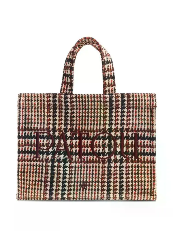 Patou Logo-embroidered Houndstooth Tote Bag
