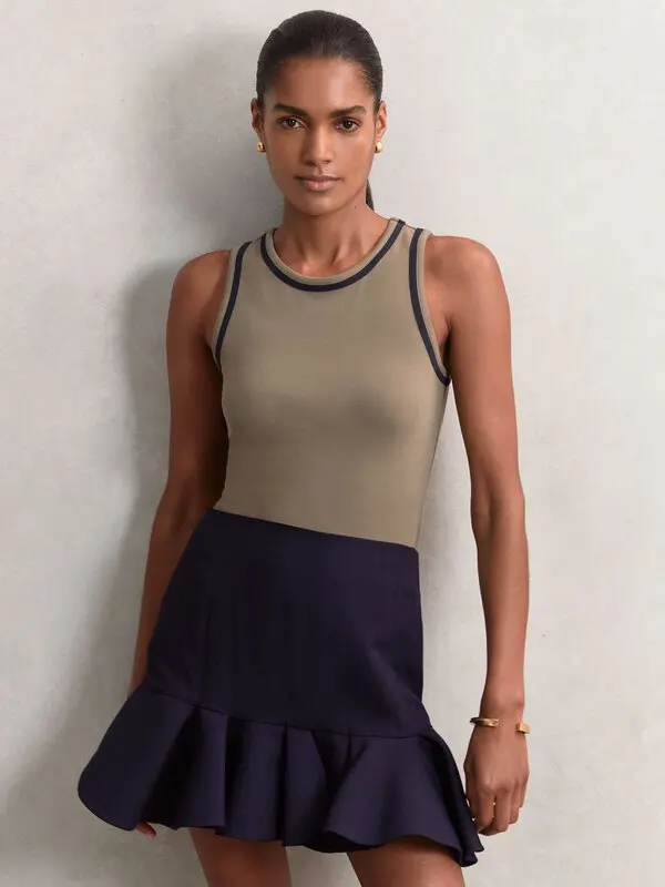 REISS Stretch-cotton Jersey Tipped Vest