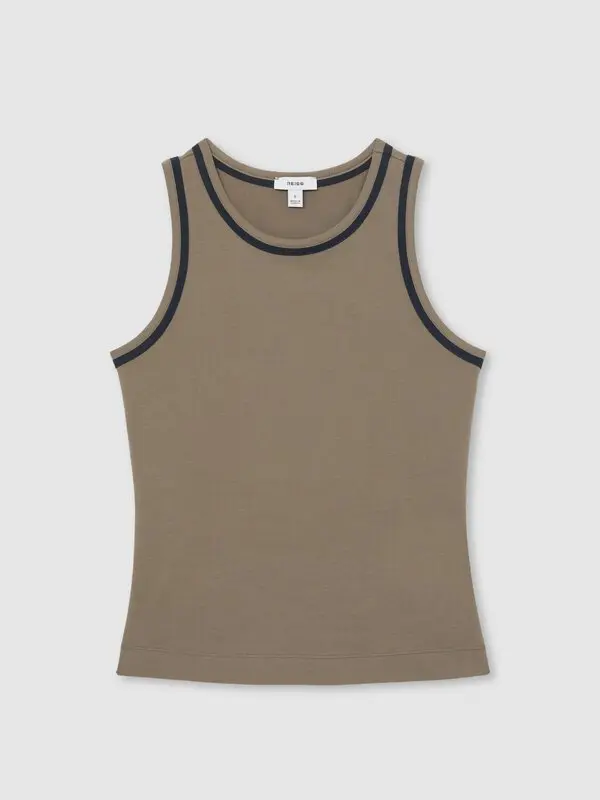 REISS Stretch-cotton Jersey Tipped Vest