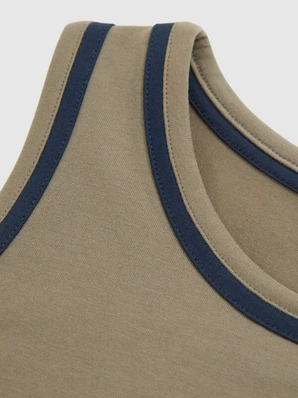 REISS Stretch-cotton Jersey Tipped Vest