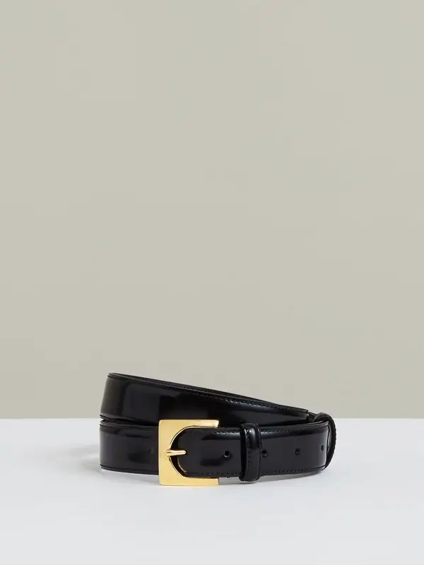 REISS Patent-leather Square-buckle Belt - Black