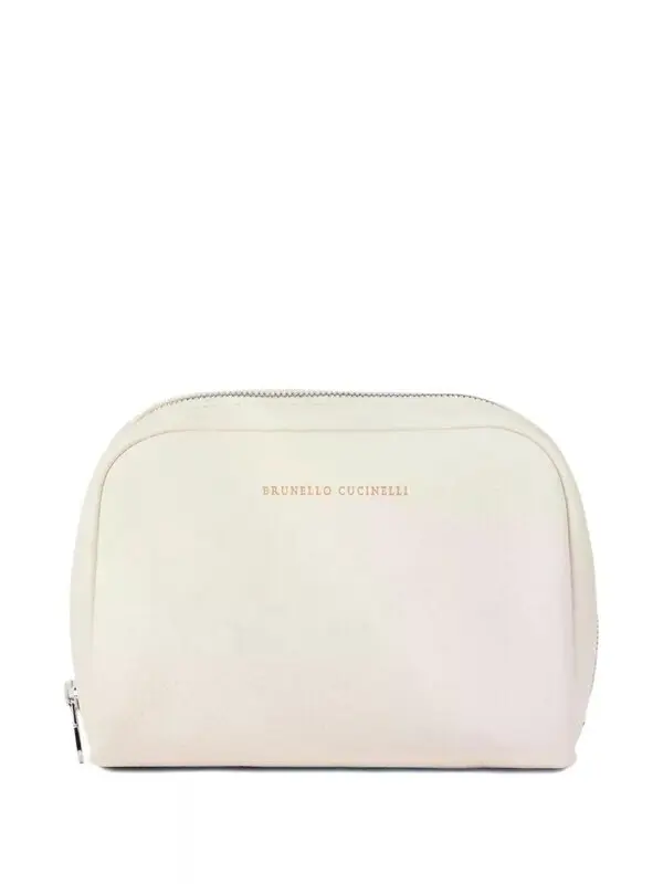Brunello Cucinelli Leather Wash Bag - White