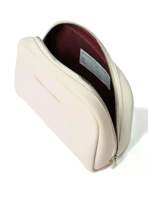 Brunello Cucinelli Leather Wash Bag - White