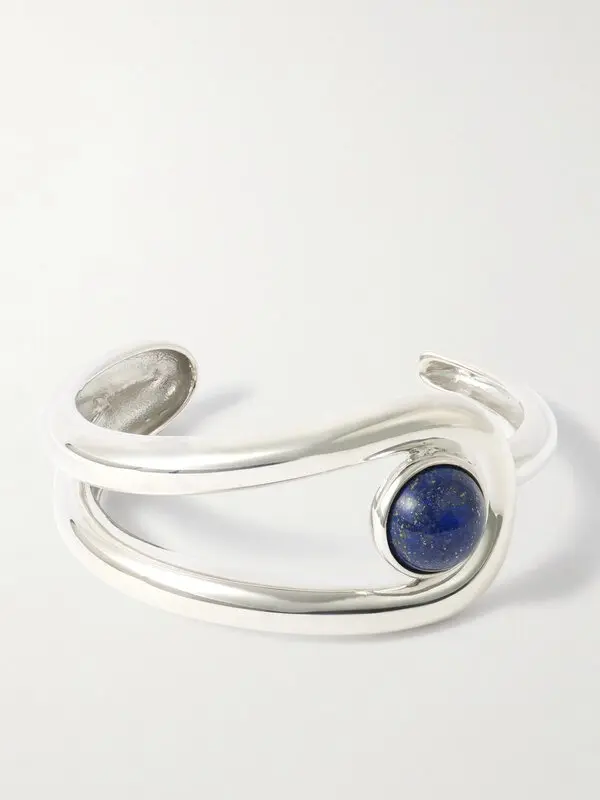 Agmes Becky Recycled Sterling Lapis Lazuli Cuff - Silver
