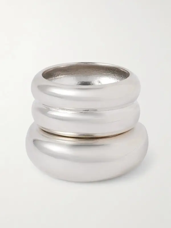 Agmes Set Of Two Recycled Sterling Rings - Silver