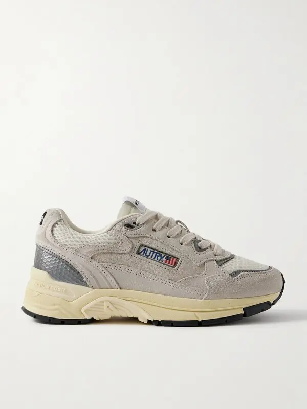 AUTRY Hyperway Metallic Leather-trimmed Sneakers - Gray