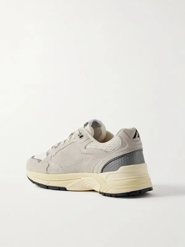 AUTRY Hyperway Metallic Leather-trimmed Sneakers - Gray