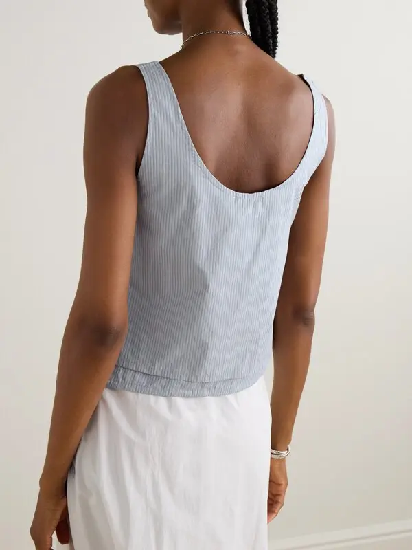 DEIJI STUDIOS Tie-detailed Layered Striped Tank - Blue