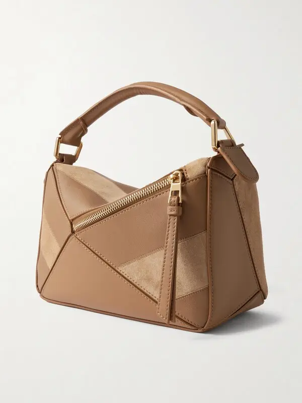 Loewe Puzzle Small Leather And Suede Shoulder Bag - Brown