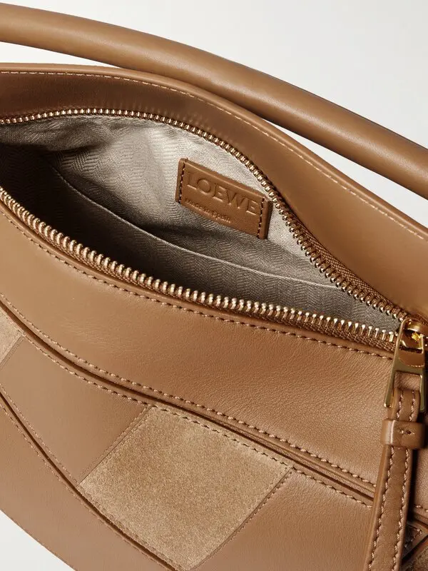 Loewe Puzzle Small Leather And Suede Shoulder Bag - Brown