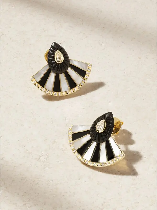 L'ATELIER NAWBAR Bond Street Fan Mini 18-karat Multi-stone Earrings - Gold
