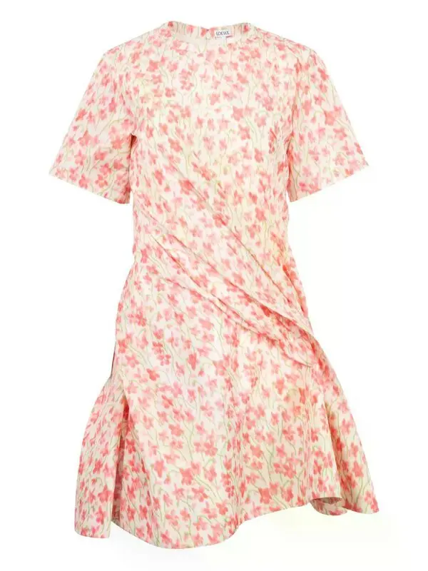 Loewe Twisted Floral-print Mini Dress - Pink