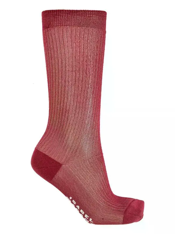 Isabel Marant Ribbed-knit Ankle Socks - Red
