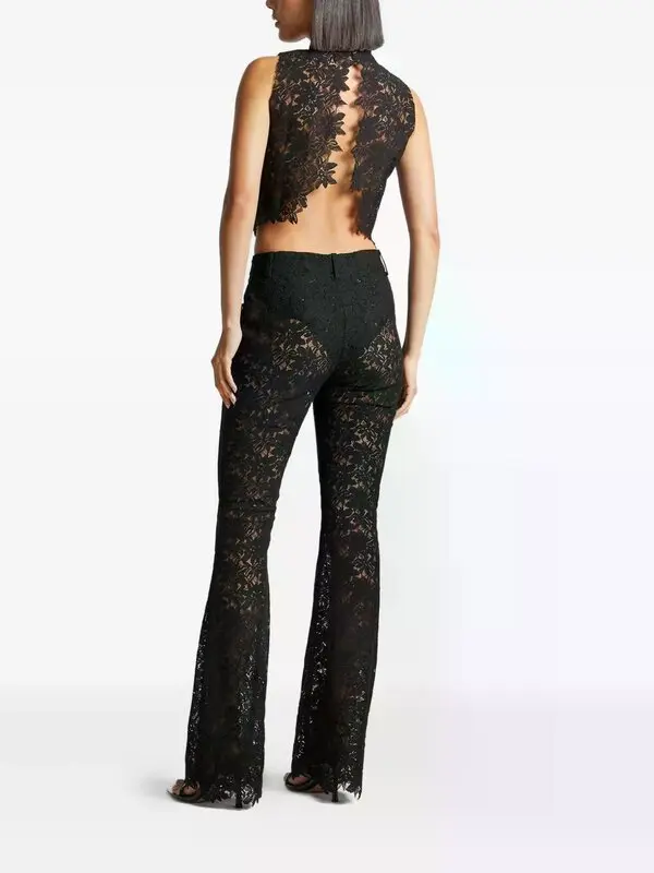 Manière De Voir Lace Racer Back Cropped Top - Black