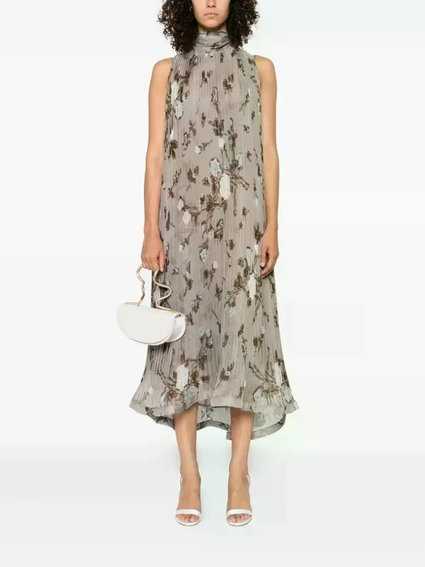 P.a.r.o.s.h Pleated Floral-print Dress