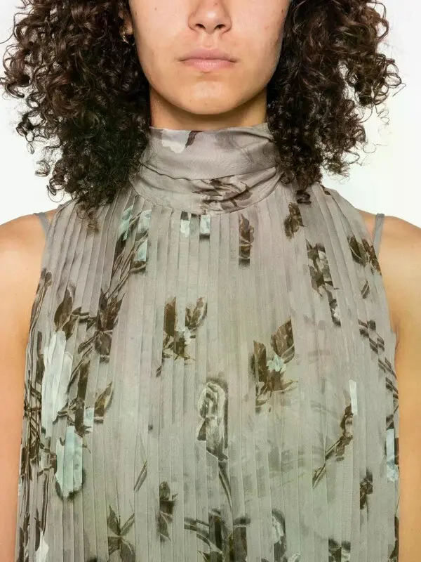 P.a.r.o.s.h Pleated Floral-print Dress