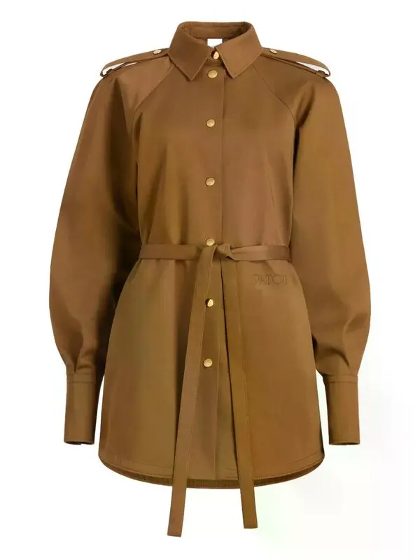 PATOU Belted Organic Cotton Gabardine Shirt
