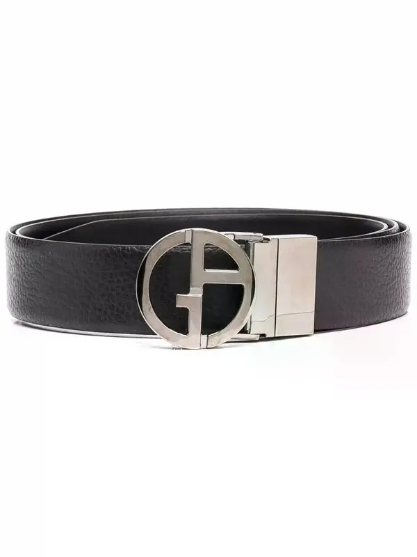 Giorgio Armani Pebbled-effect Buckled Belt - Black