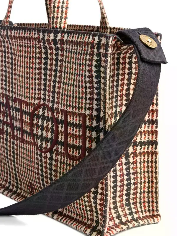 PATOU Logo-embroidered Check Tote Bag