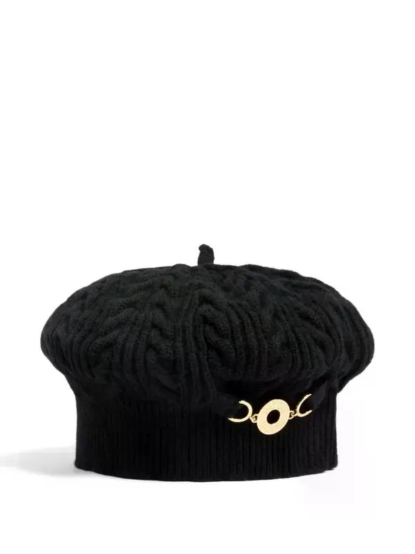 PATOU Cable Knit Beret With Metal Detail