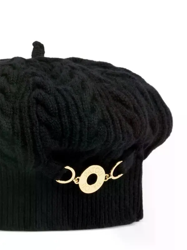 PATOU Cable Knit Beret With Metal Detail