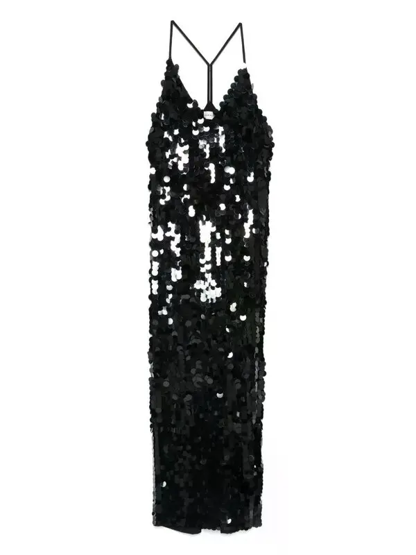P.a.r.o.s.h Sequin Spaghetti-strap Maxi Dress