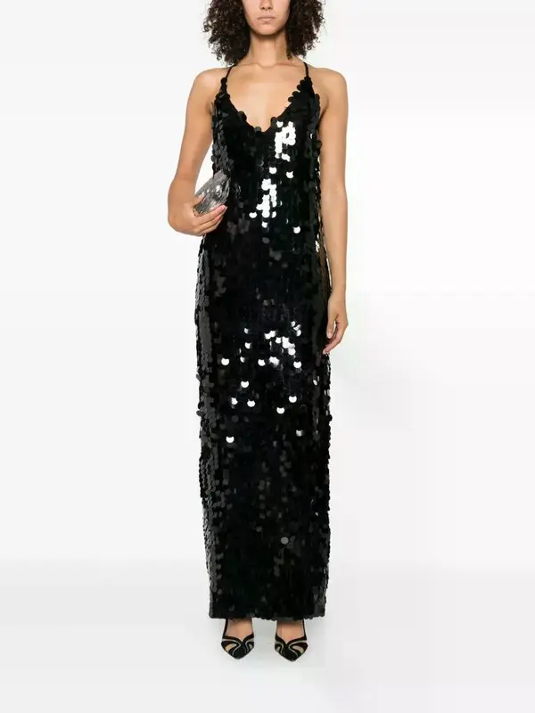 P.a.r.o.s.h Sequin Spaghetti-strap Maxi Dress