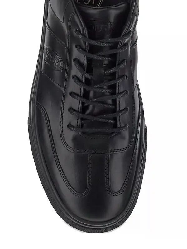 TOD'S Debossed Logo Leather Sneakers - Black