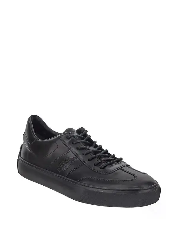 TOD'S Debossed Logo Leather Sneakers - Black