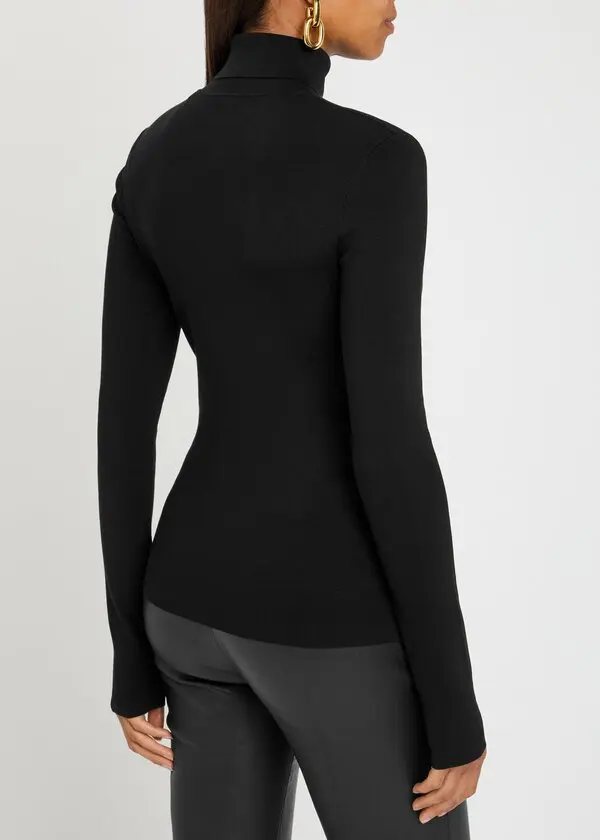 JOSEPH Ribbed Stretch-silk Knit High-neck Top