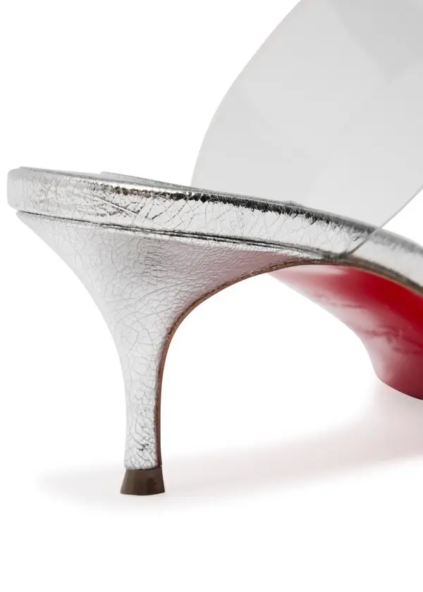 CHRISTIAN LOUBOUTIN Just Nothing 55 Metallic Leather Mules